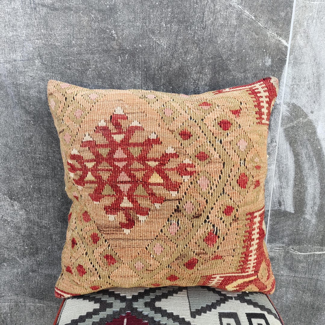 Turkish Very Old Afshar Kilim Pillow Cover, Vintage Handmade Pillow ...
