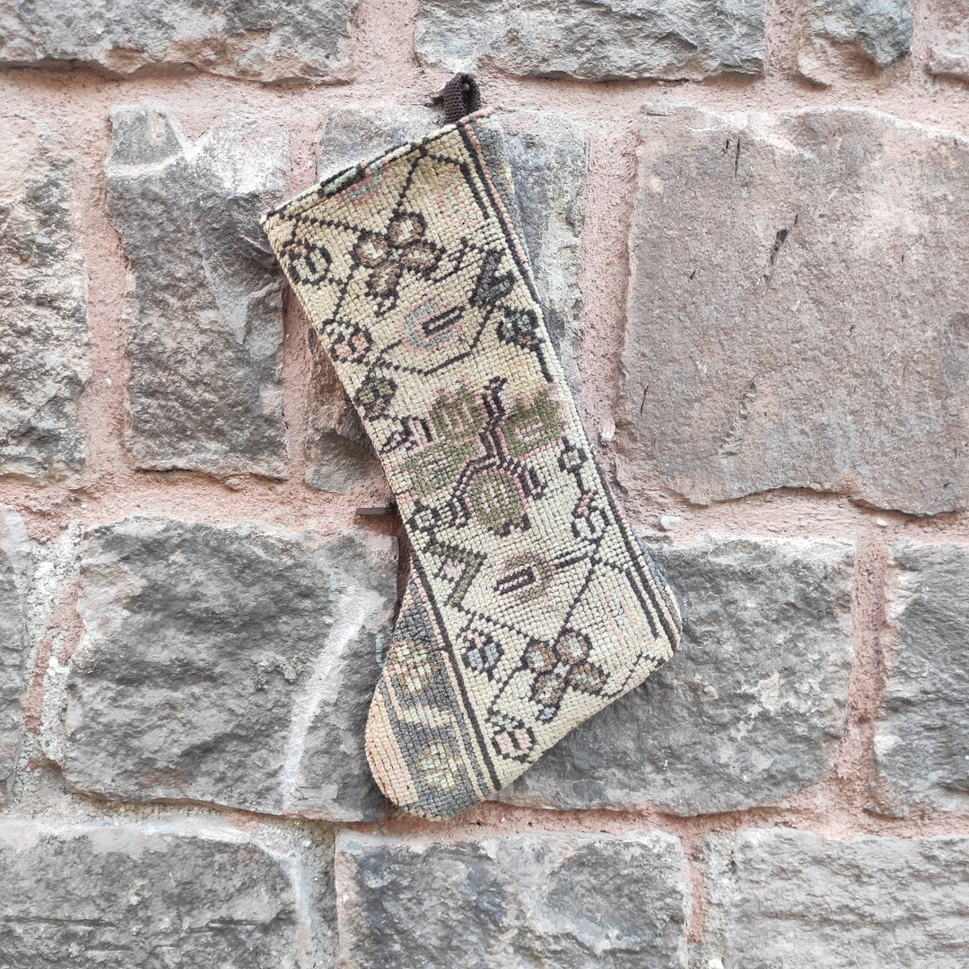 Christmas Rug Stocking , Rust Turkish Santa Claus , Santa Socks ...