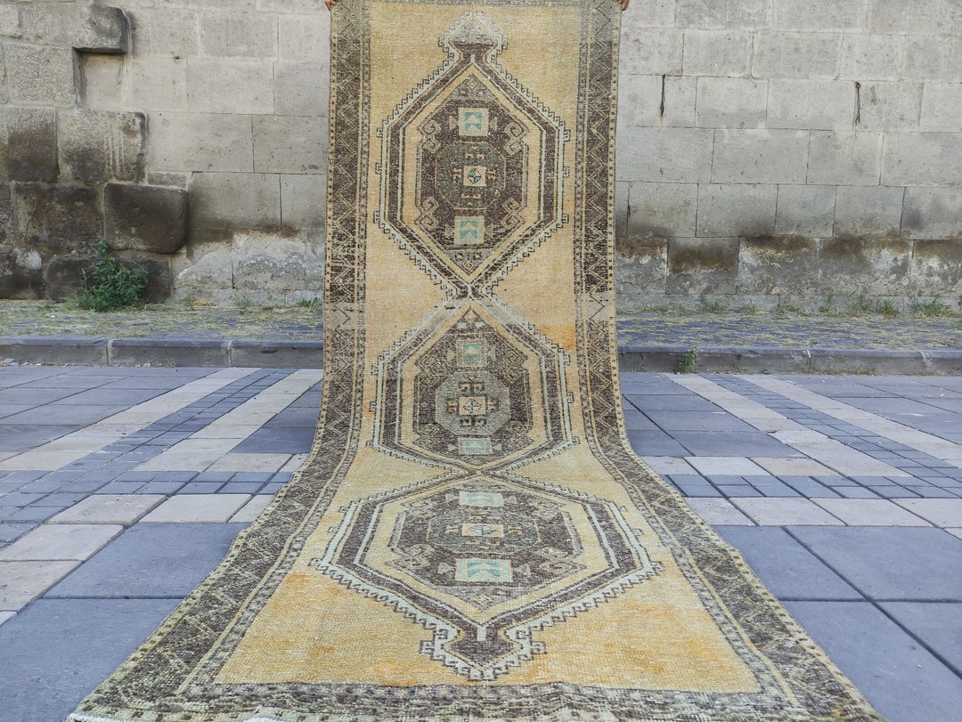 Oversized 4x11 Hallway Rug: 3.67 X 11.02 Vintage Handmade Wool Runner ...
