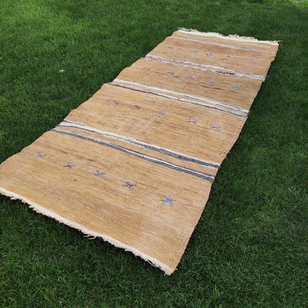 Rare Handmade Wicker Old Rug , Tan Corridor Wicker Rug , 3.84'' X 8.99 ...