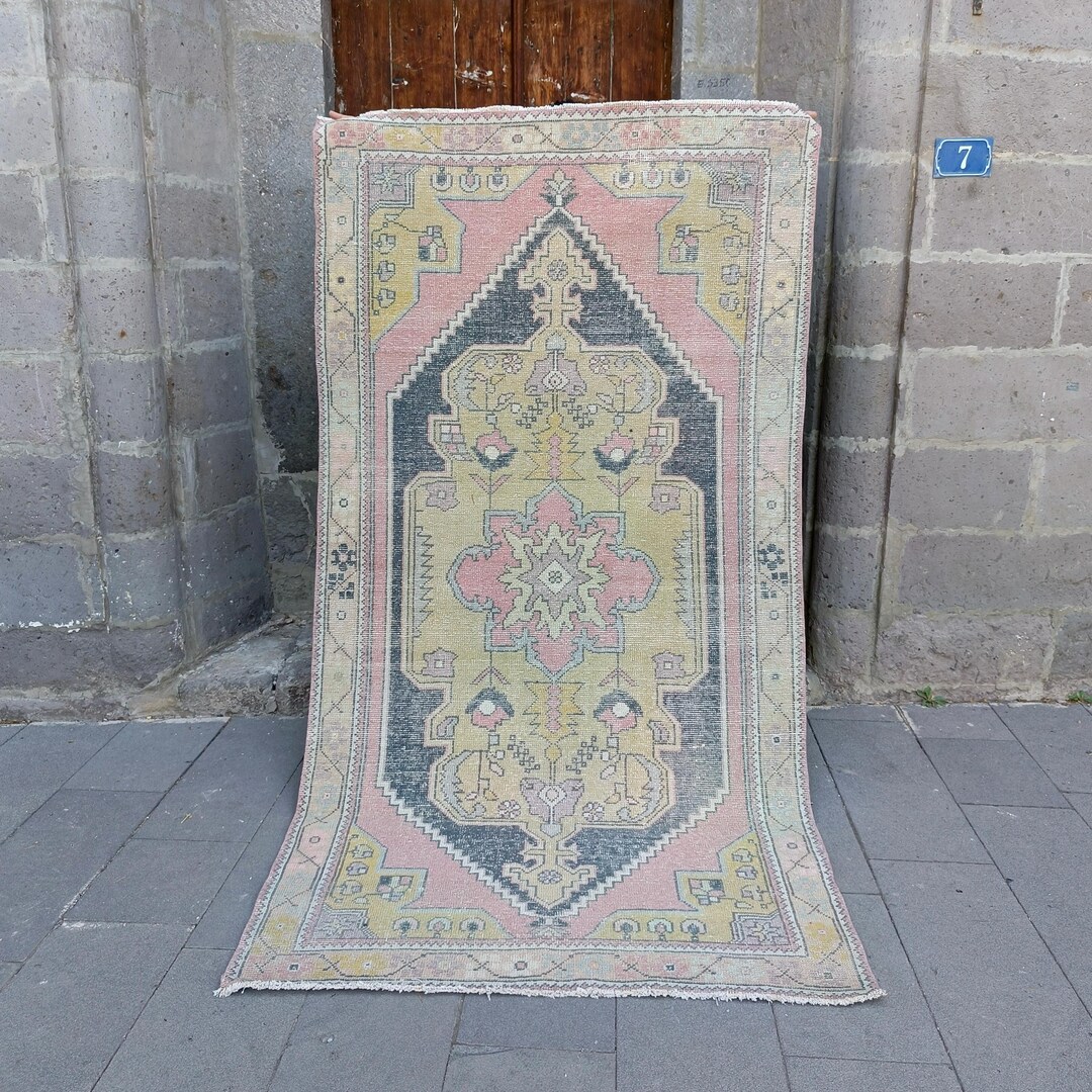 4x8 Faded Oriental Rug, Vintage Very Rare Rug, 4.46'' X 8.43'' Area Rug ...