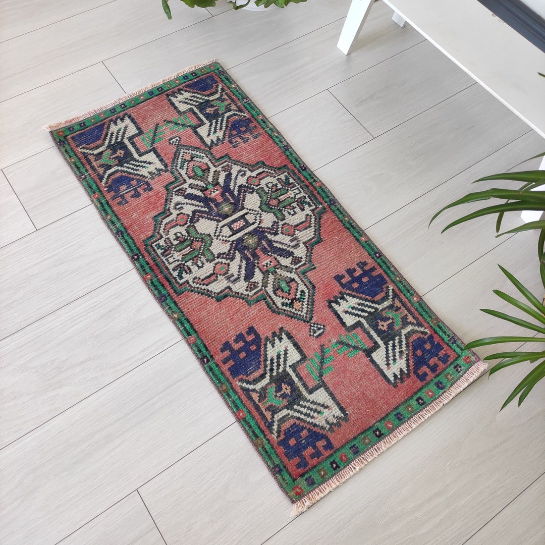 Tawny Pink Turkish Small Rug , Door Mat, Oushak Rug , 1.48'' X 3.22 ...