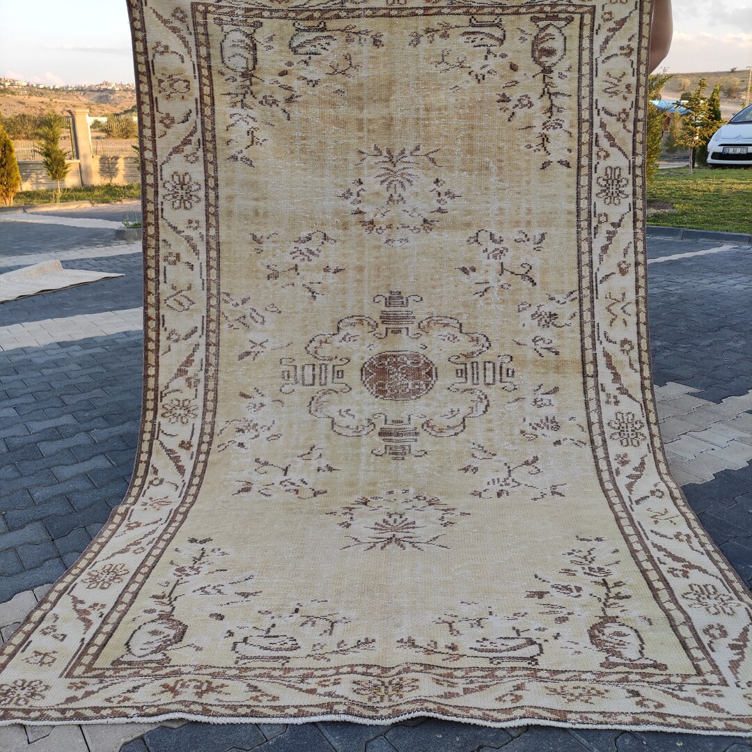 Oversized 6x10 Old Vintage Rug , 6.07'' X 9.55'' Lemonade , Brown ...