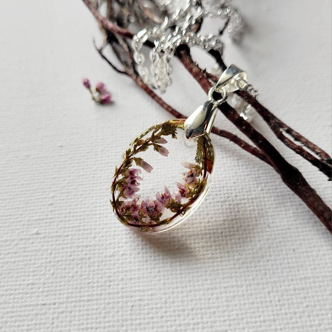 Real Heather Necklace Scottish Heather Flower Necklace Unique Jewellery ...