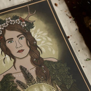 NEMETONA A5 Art Print Goddess Pagan Art Celtic Horned Mythology Forest ...