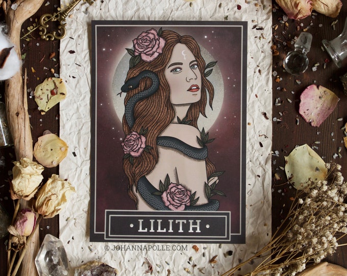 LILITH A5 Art Print Pagan Jewish Folklore Prayer Card Left Hand Path ...