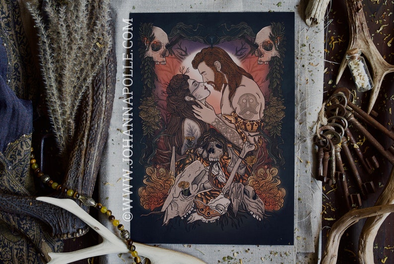 LOKI & ANGRBODA A4 Art Print Norse Pagan Lokean Angrboda - Etsy