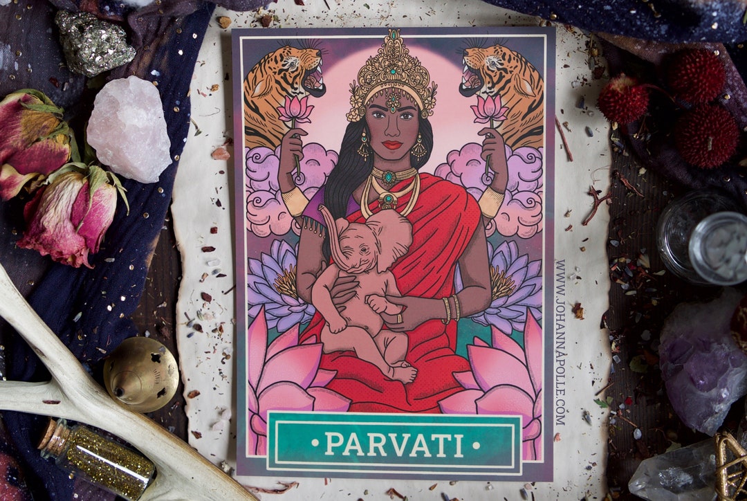 PARVATI A5 Art Print | Pagan | Hindu Goddess | Prayer Card | Indian ...