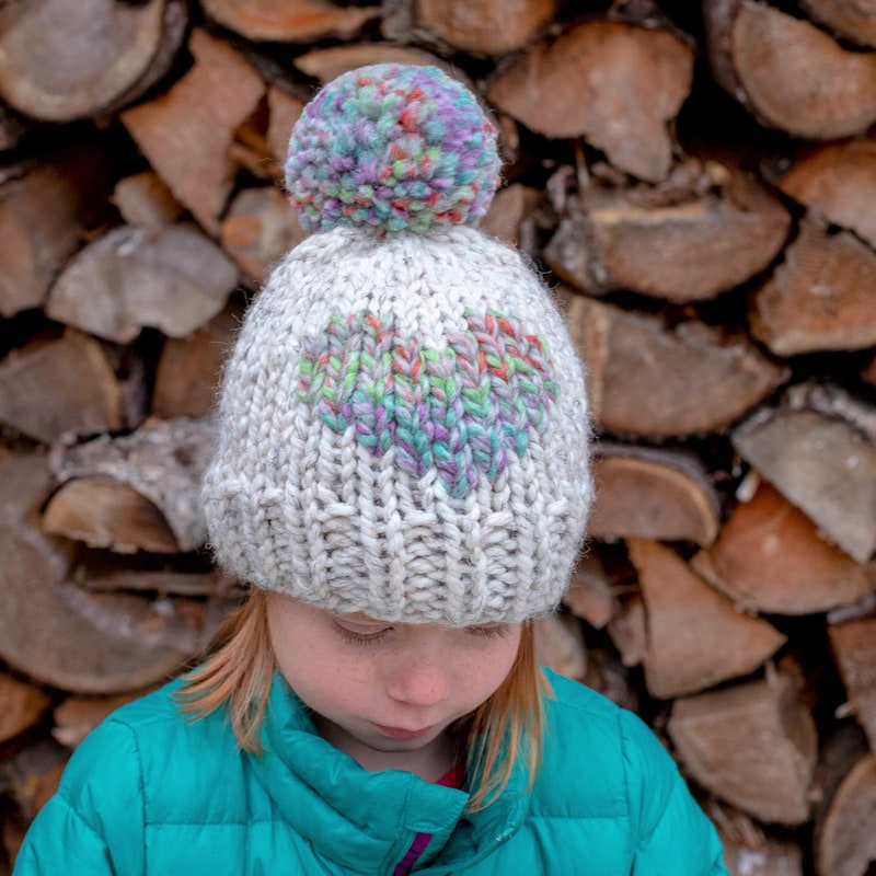 Chunky Knitted Heart Hat - Etsy