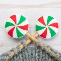 Christmas Tree Stitch Stoppers Knitting Needle Holders Holidays Santa ...