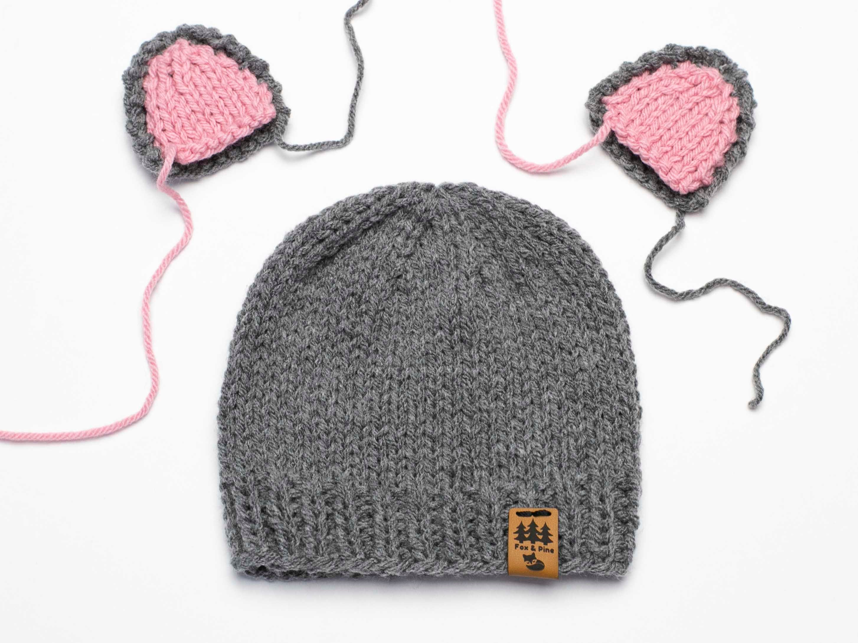 Mouse Ears Hat Knitting Pattern Medium Worsted Animal Weight Knit ...