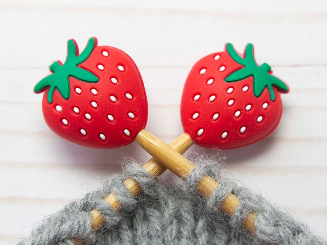 Stitch Stoppers Strawberry Knitting Needle Notions Storage Fruit Food ...