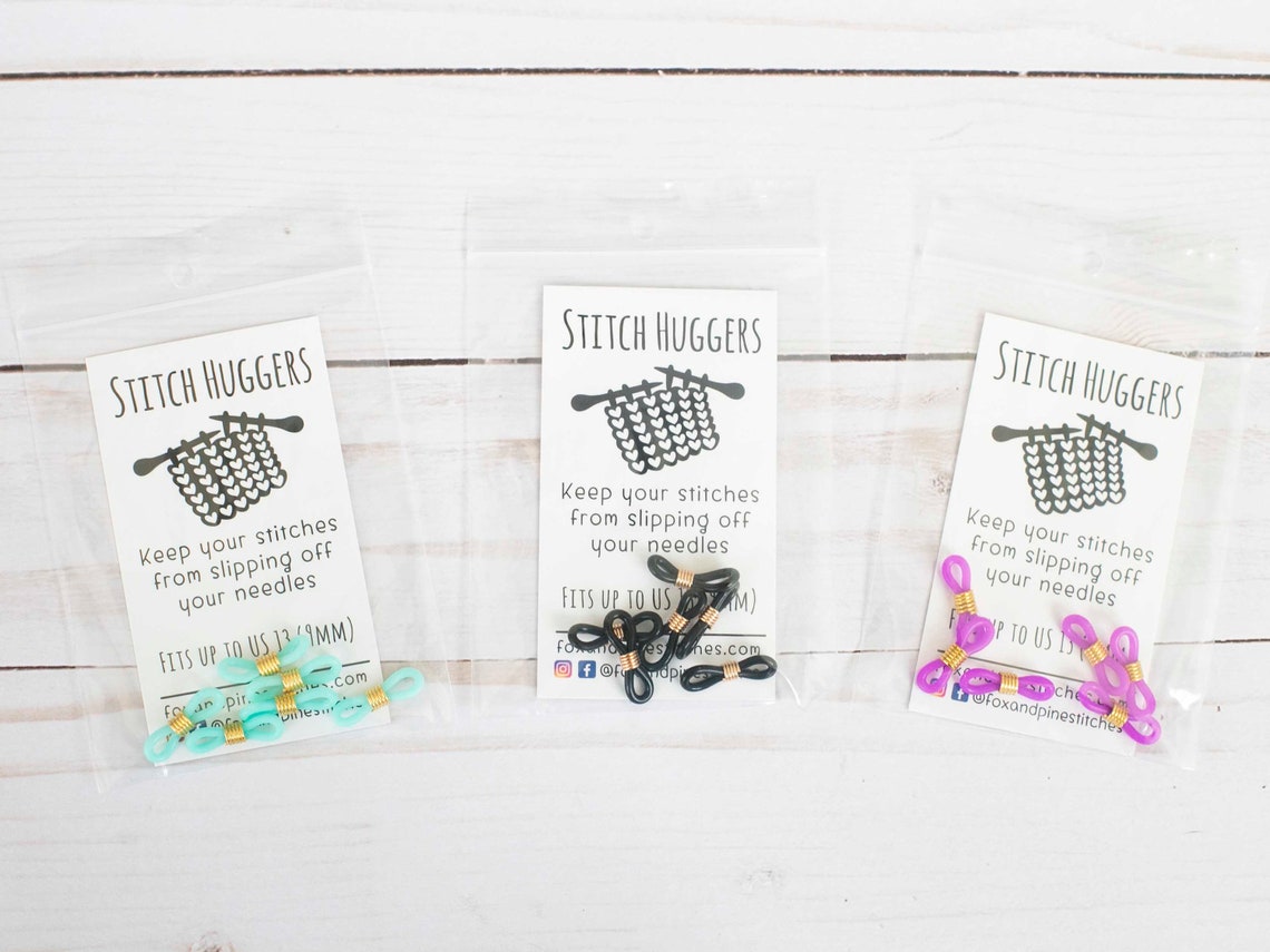 Teal Silver Stitch Huggers Knitting Needle Holders Stoppers | Etsy