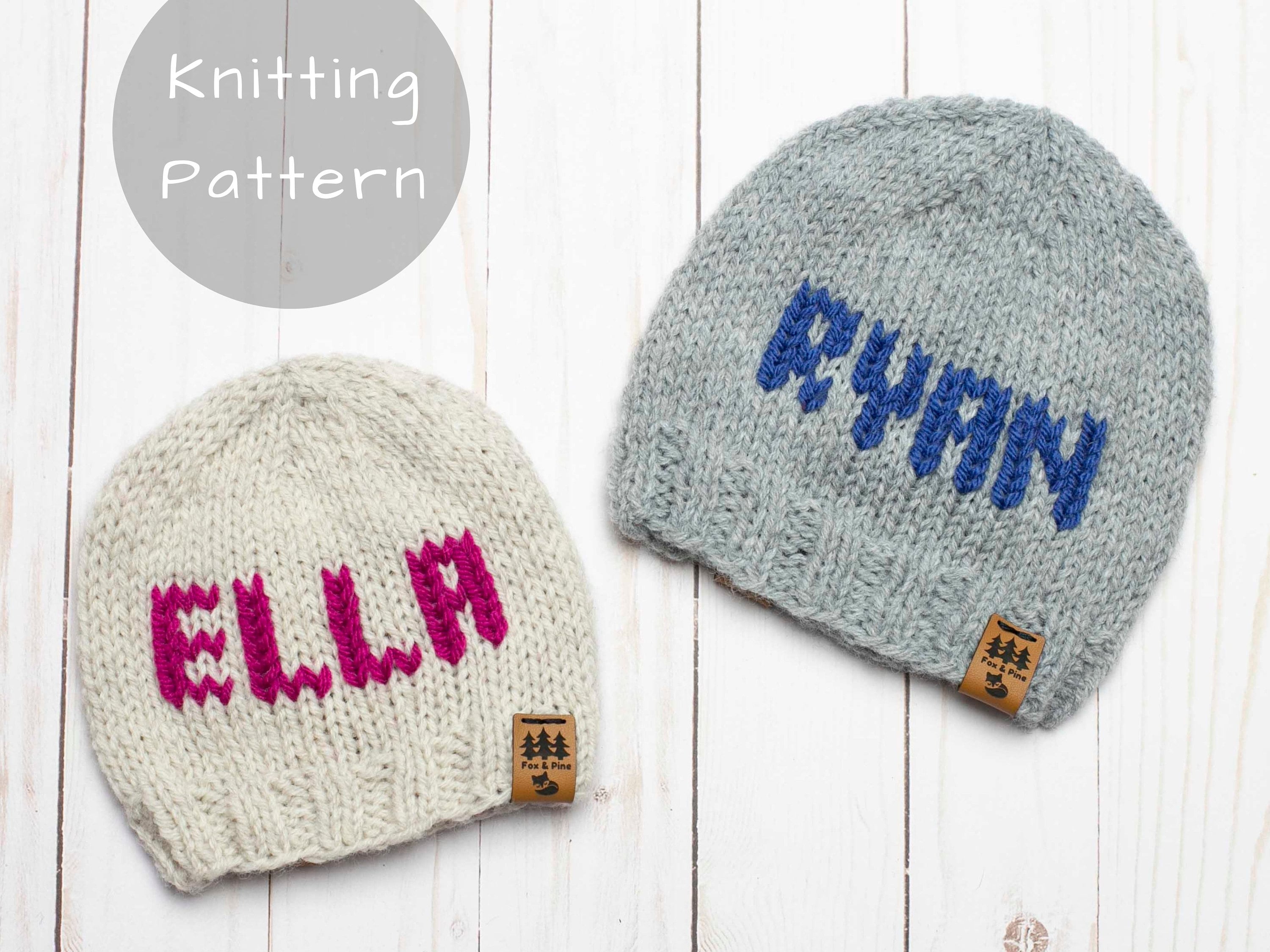 Name Hat Knitting Pattern Initial Letter Monogram Personalized Knit ...