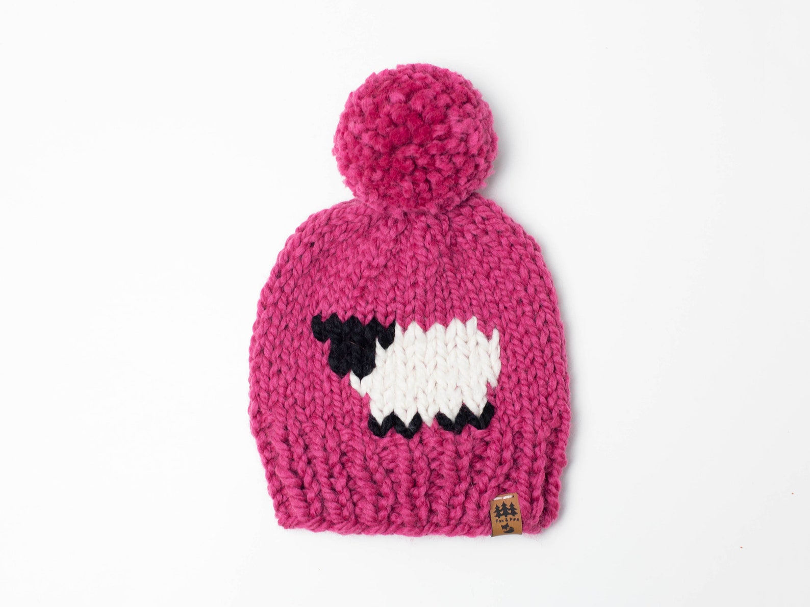 Winter Hat Sheep Knitting Pattern Chunky Knit Pompom Toque Animal Thick ...