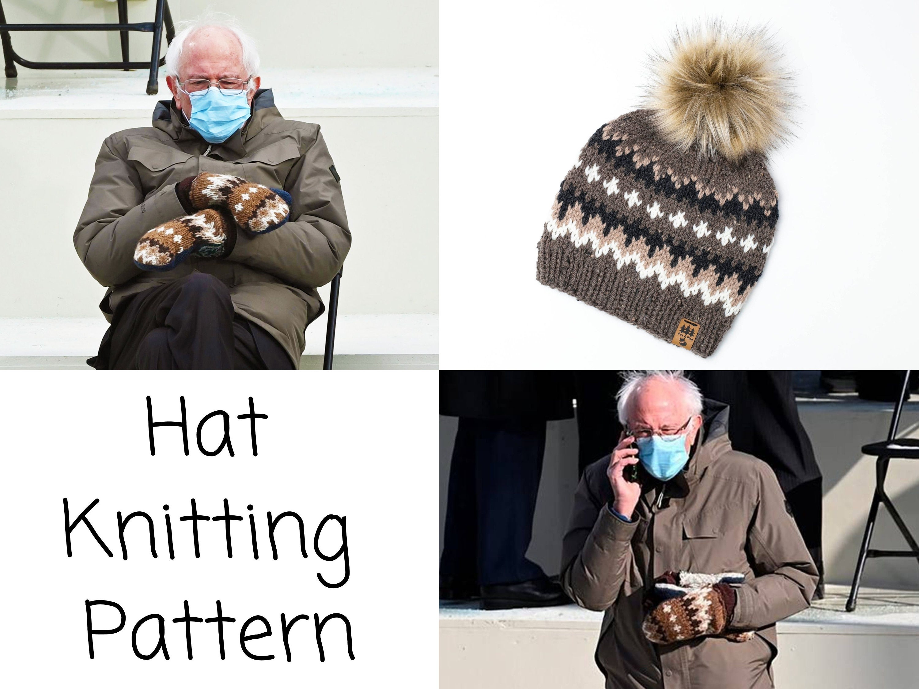 Bernie Mittens Inspired Hat Knitting Pattern Bernie Sanders | Etsy