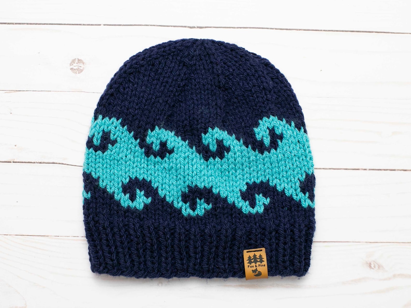 Wave Hat Knitting Pattern Knit Ocean Winter Beanie Toque Bright Fun ...