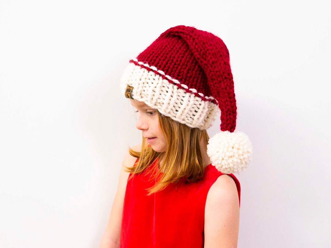 Santa Hat Knitting Pattern Stocking Cap Classic Christmas Sleeper Knit ...