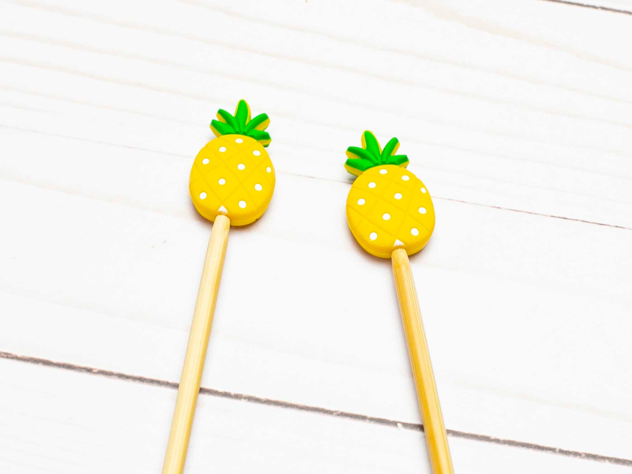 Pineapple Knitting Needle Stitch Stoppers Notions Storage Fruit Food ...