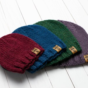Hat Knit Flat Straight Needles Medium Weight Solid Basic Hat Knitting ...
