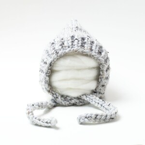 Pixie Bonnet Knitting Pattern Winter Hat Chunky Side Ties Knit Pompom Winter Toque Lion Brand ...