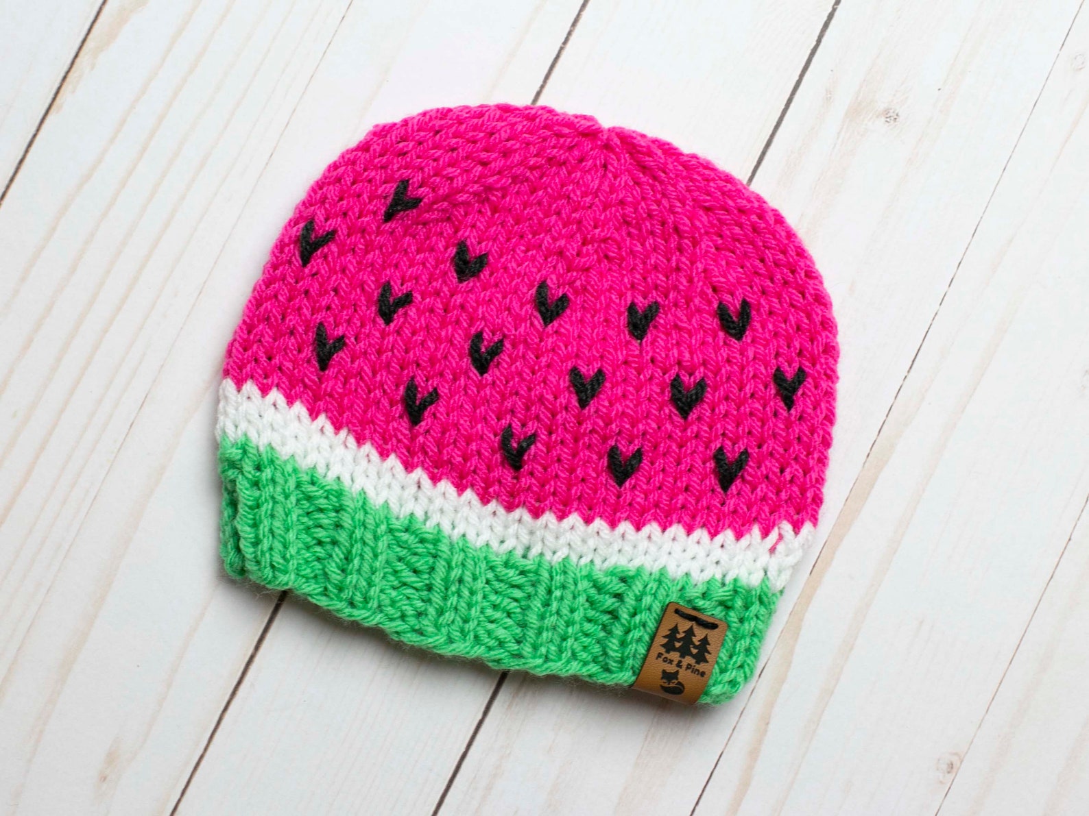 Watermelon Hat Knitting Pattern Knit Winter Beanie Toque | Etsy