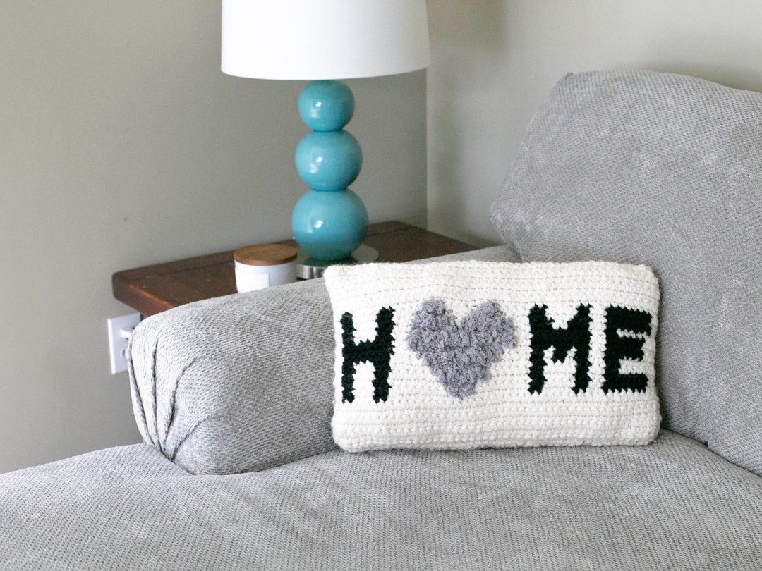 Home Crochet Pillow Pattern 12x20 Heart Living Room Farmhouse Decor ...