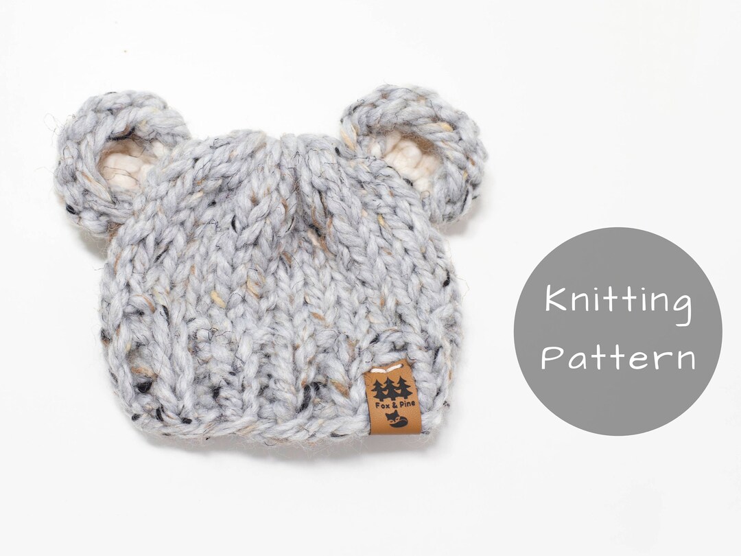 Knitting Pattern Bear Ears Hat Chunky Animal Winter Toque Thick Warm ...