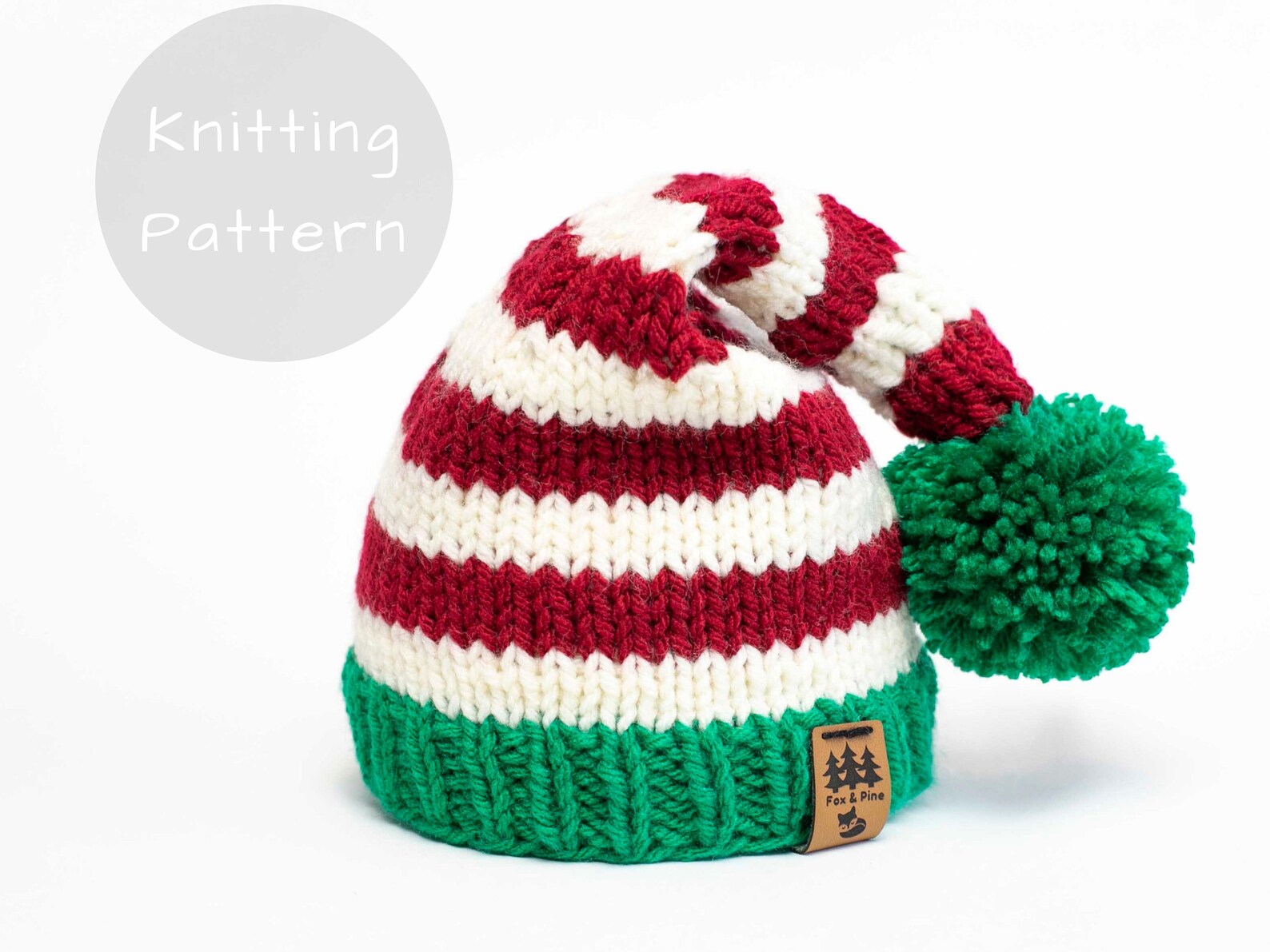 Christmas Elf Hat Knitting Pattern Santa Stocking Cap Medium | Etsy