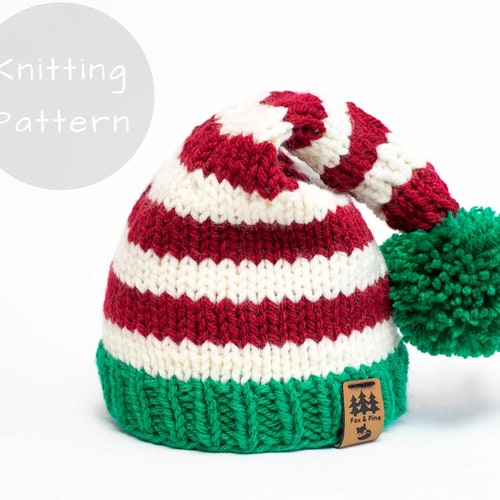 Elf Hat Knitting Pattern Stocking Cap Santa Classic Christmas - Etsy