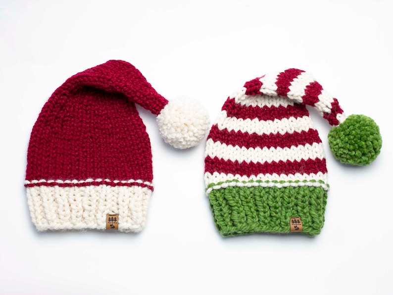 Santa Hat Knitting Pattern Stocking Cap Classic Christmas Sleeper Knit ...