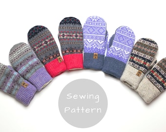 Sweater Mittens Pattern Sewing Upcycled Wool Women Bernie | Etsy