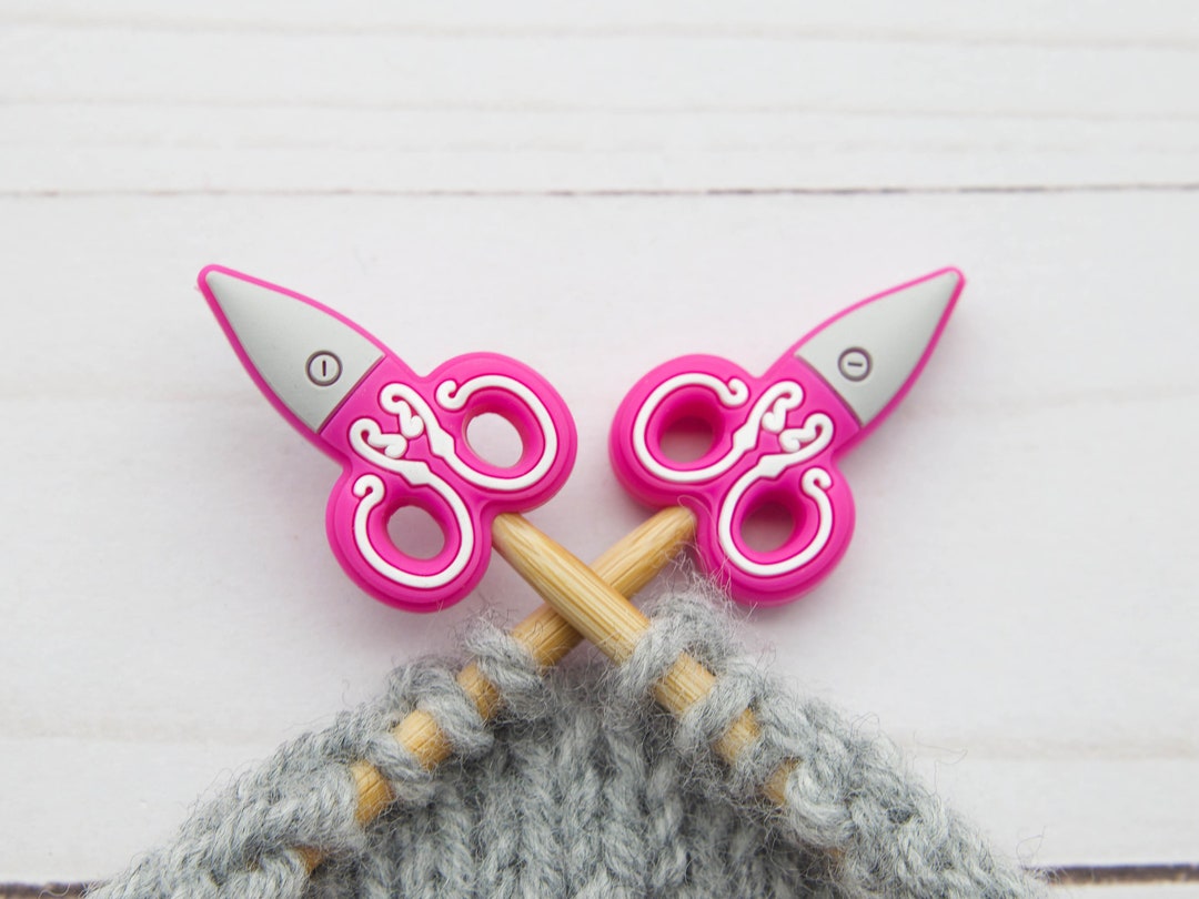 Stitch Stoppers Scissors Crafts Knitting Needle Holders Pink Wool ...