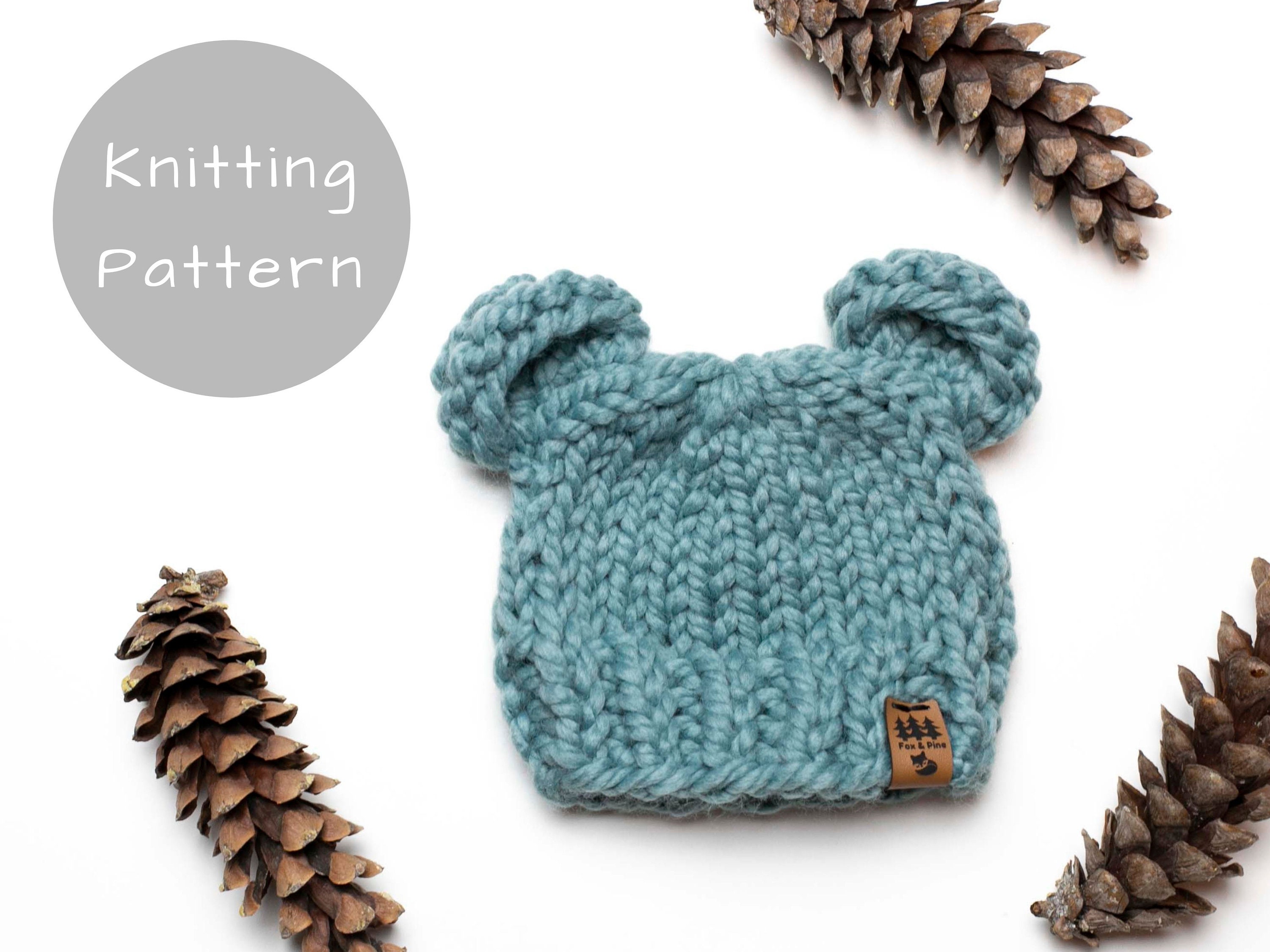 Knitting Pattern Bear Ears Hat Chunky Animal Winter Toque Thick Warm ...