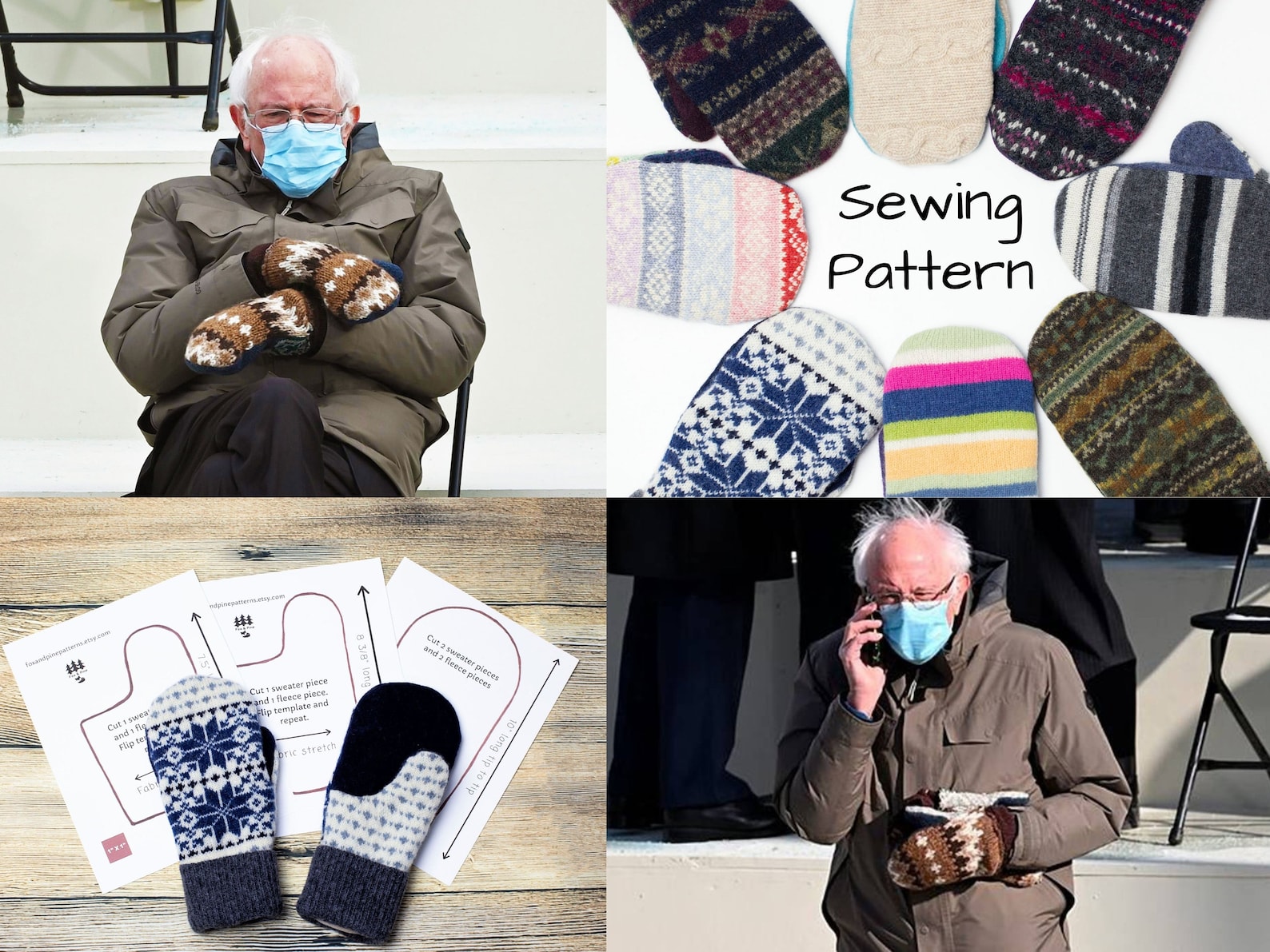 Sweater Mittens Pattern Sewing Upcycled Wool Women Bernie - Etsy