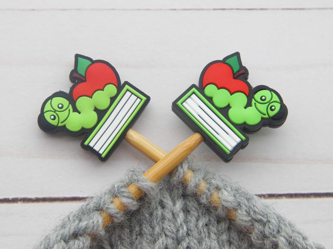 Reading Worm Stitch Stoppers Knitting Needle Bookworm Point Protectors ...