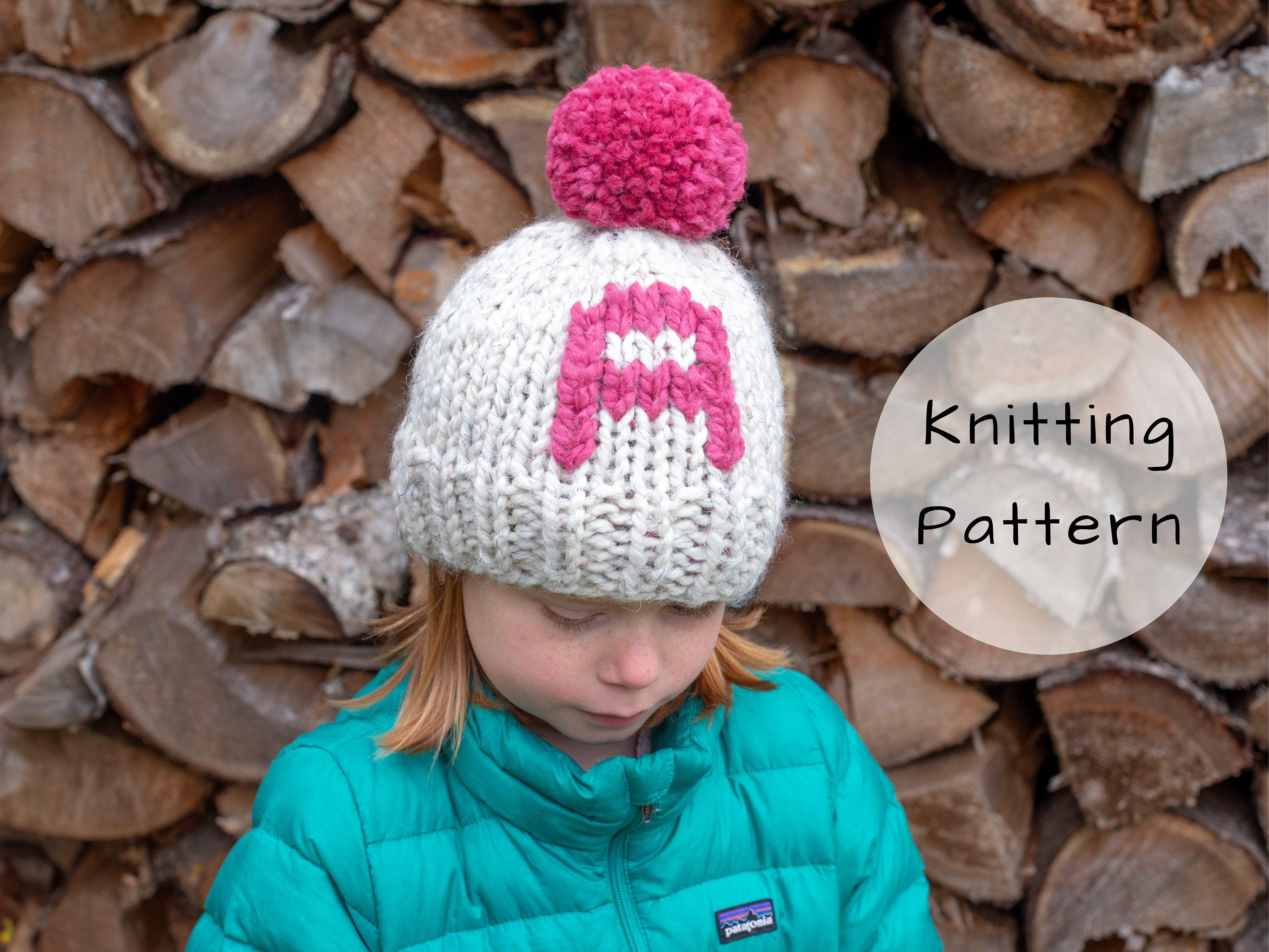 Monogram Hat Knitting Pattern Initial Name Letter Chunky Knit Pompom ...