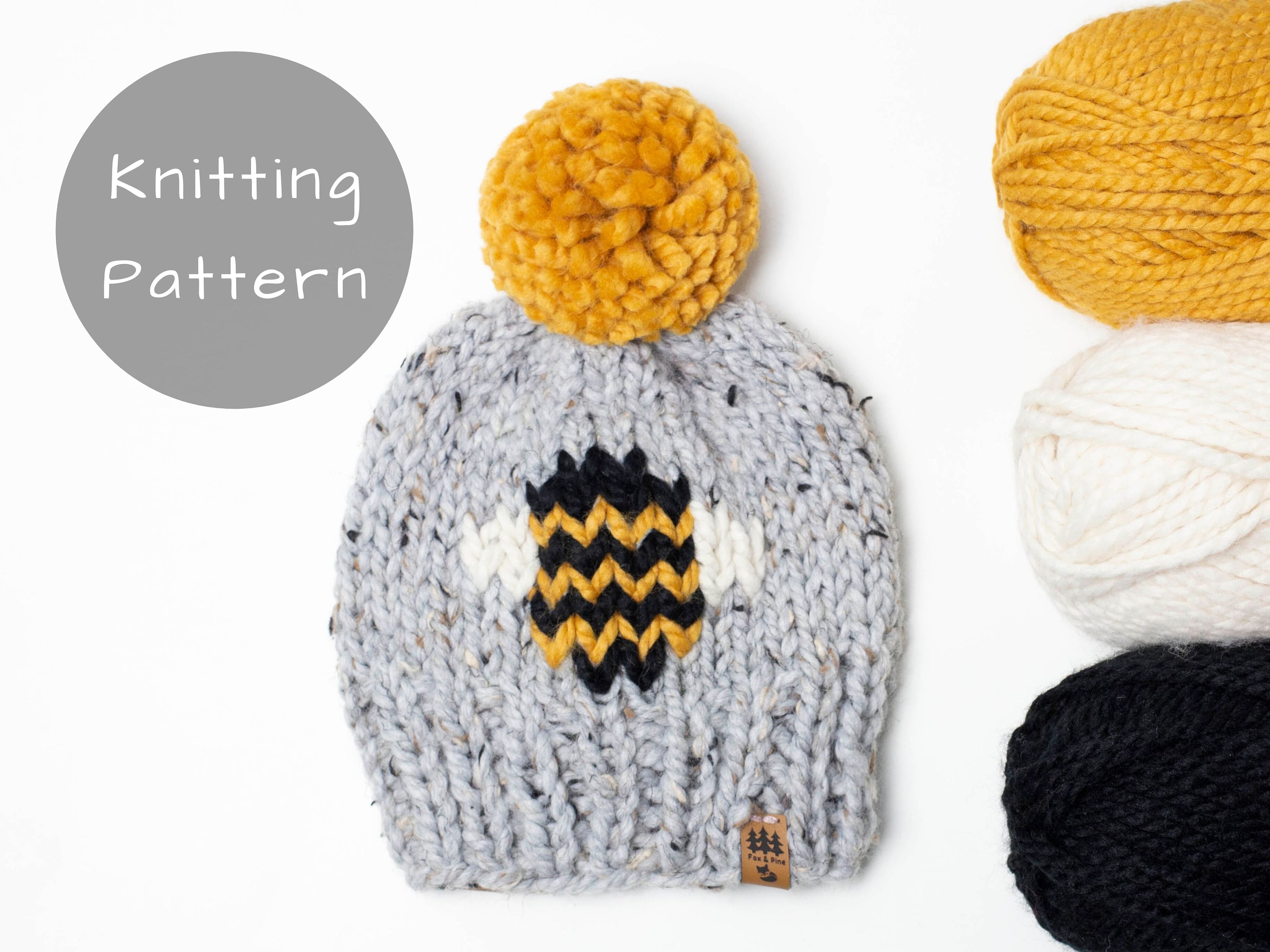 Bee Hat Knitting Pattern Chunky Knit Pompom Insects Nature - Etsy Canada