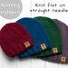 Hat Knit Flat Straight Needles Medium Weight Solid Basic Hat Knitting ...