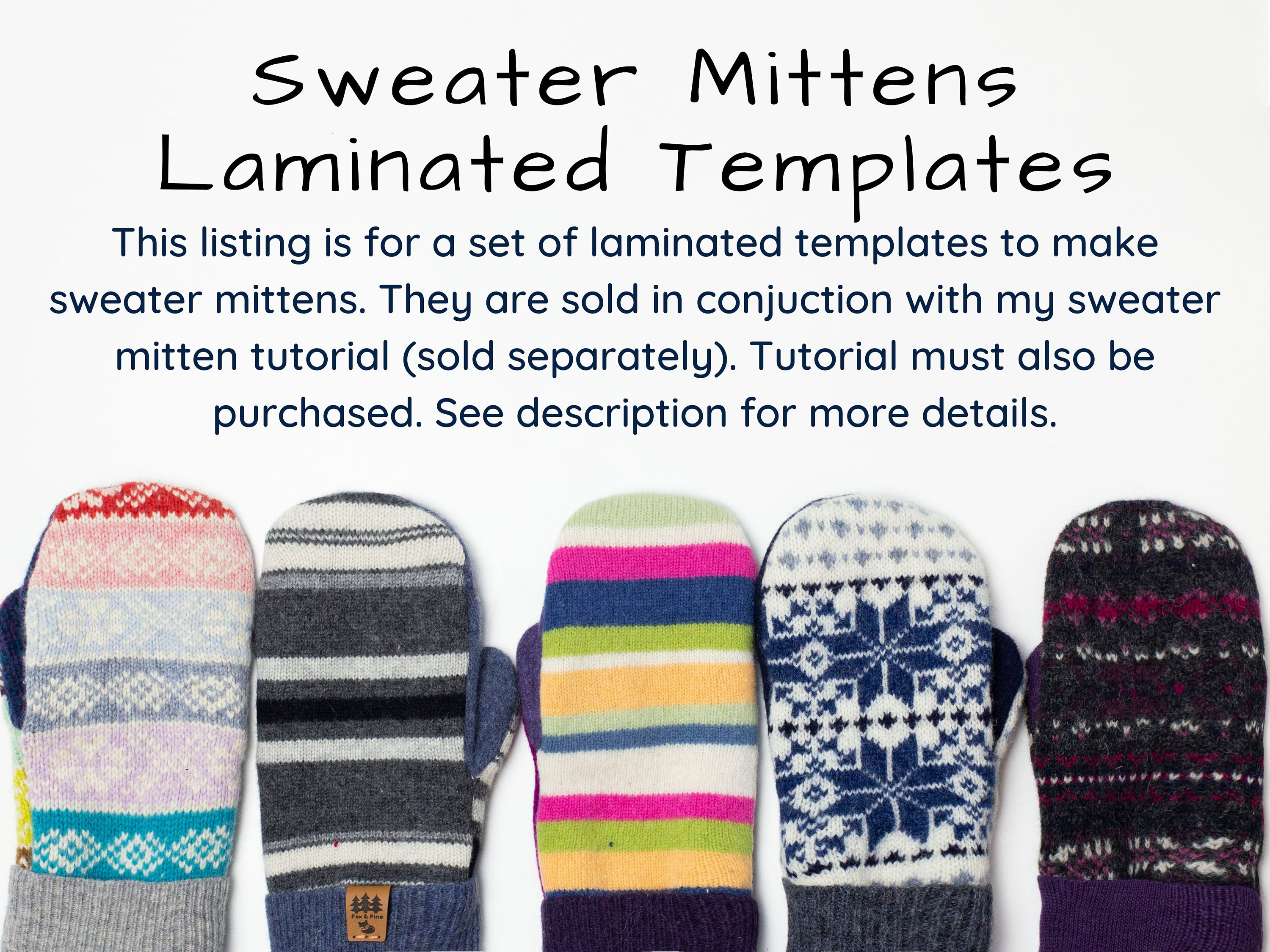Laminated Templates for Sweater Mittens Sewing Pattern Bernie Sanders ...