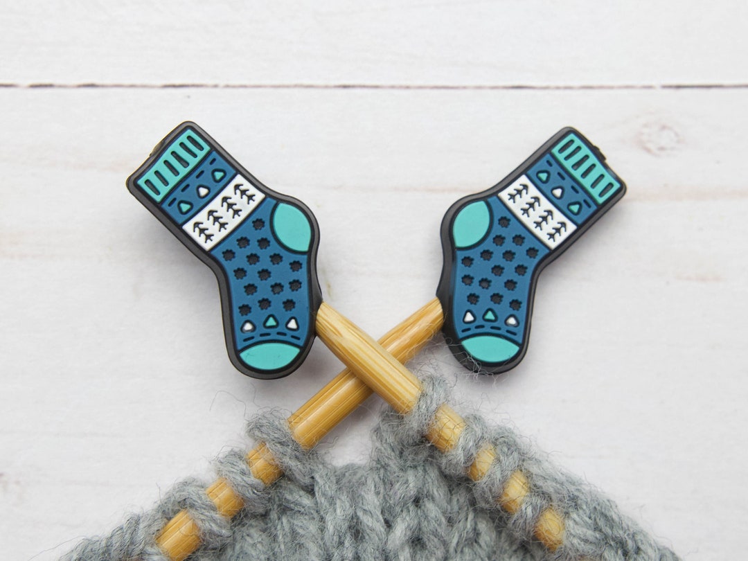 Blue Socks Stitch Stoppers Knitting Notions Fair Isle Warm & Cozy ...