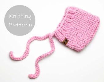 Pixie Bonnet Knitting Pattern Winter Hat Chunky Side Ties Knit | Etsy
