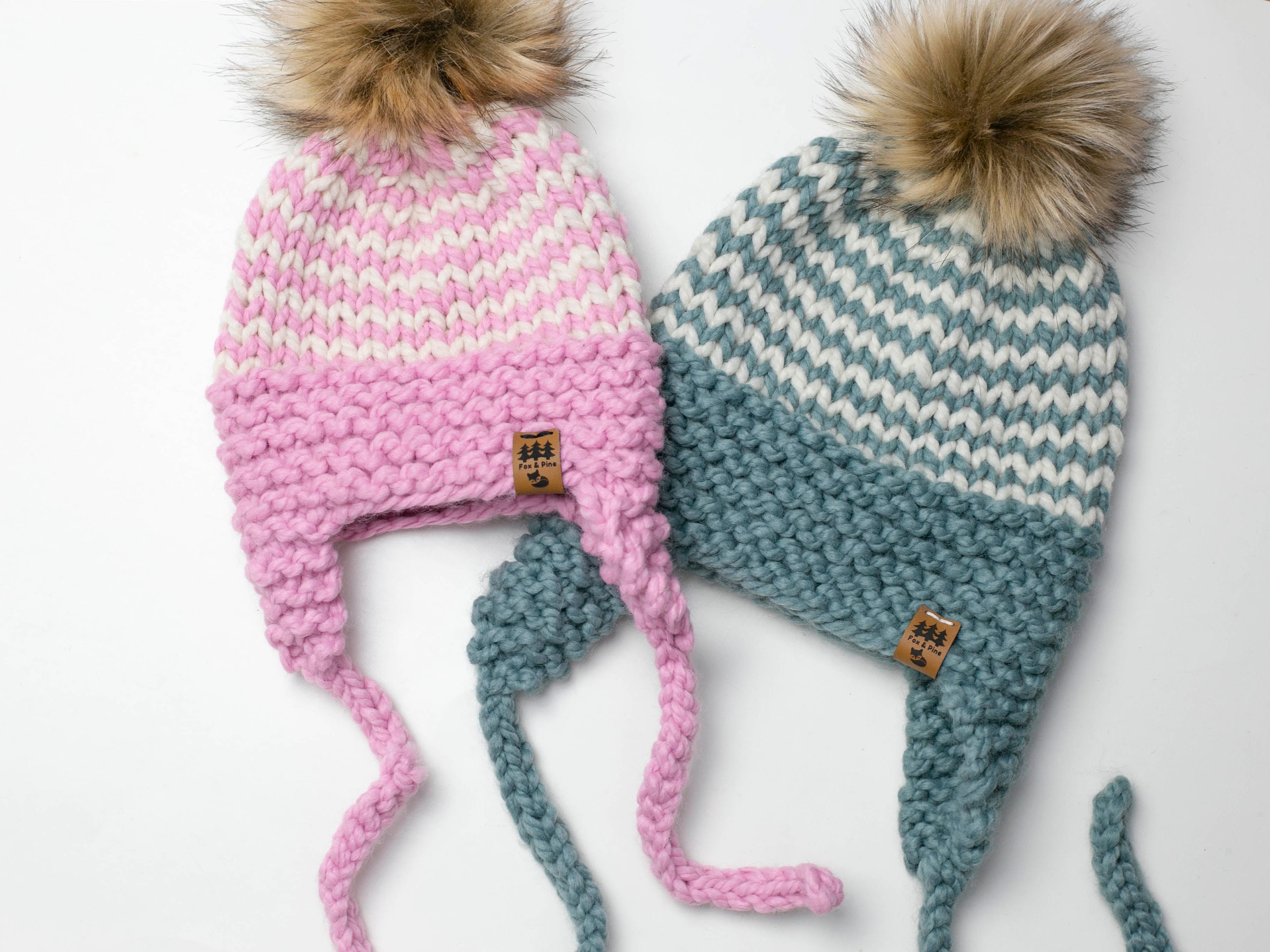 Pinstripe Ear Flaps Hat Knitting Pattern Trapper Aviator | Etsy