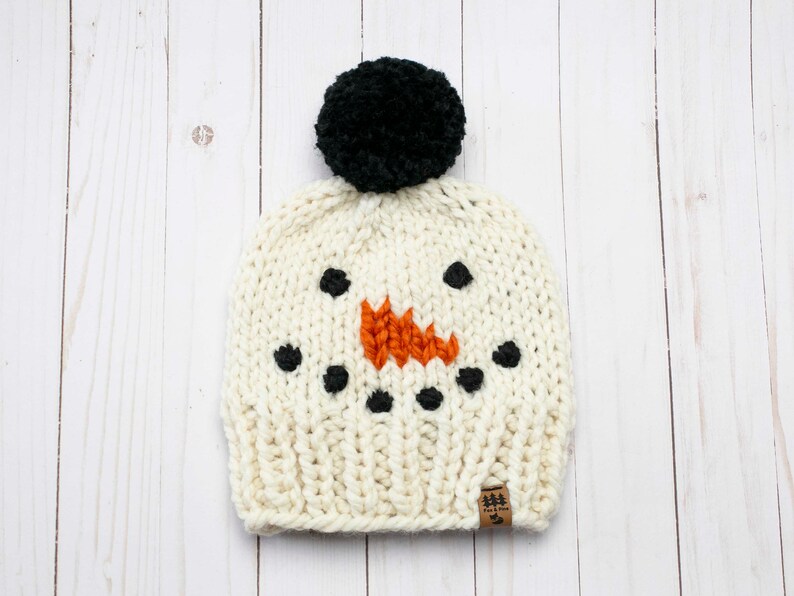 Snowman Hat Knitting Pattern Christmas Chunky Frosty Knit Winter ...