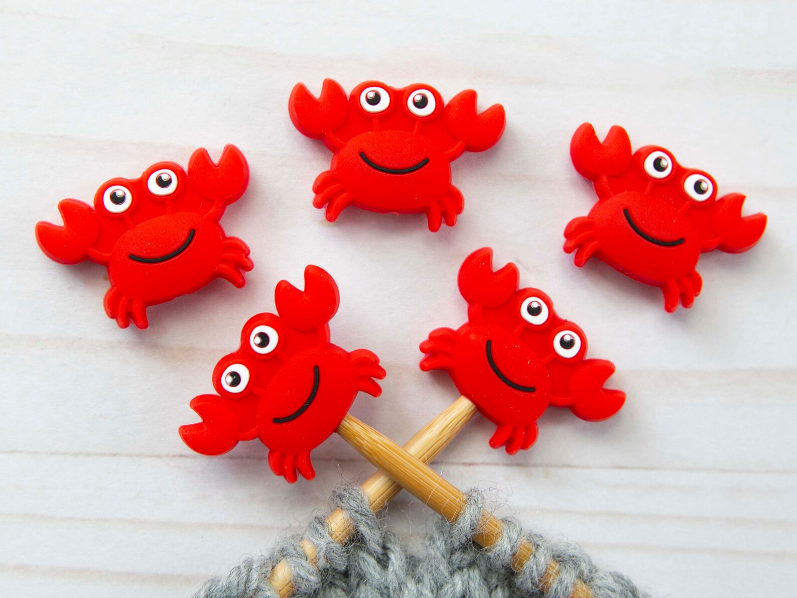 Red Crab Knitting Needle Point Protectors Stitch Stoppers Holders ...