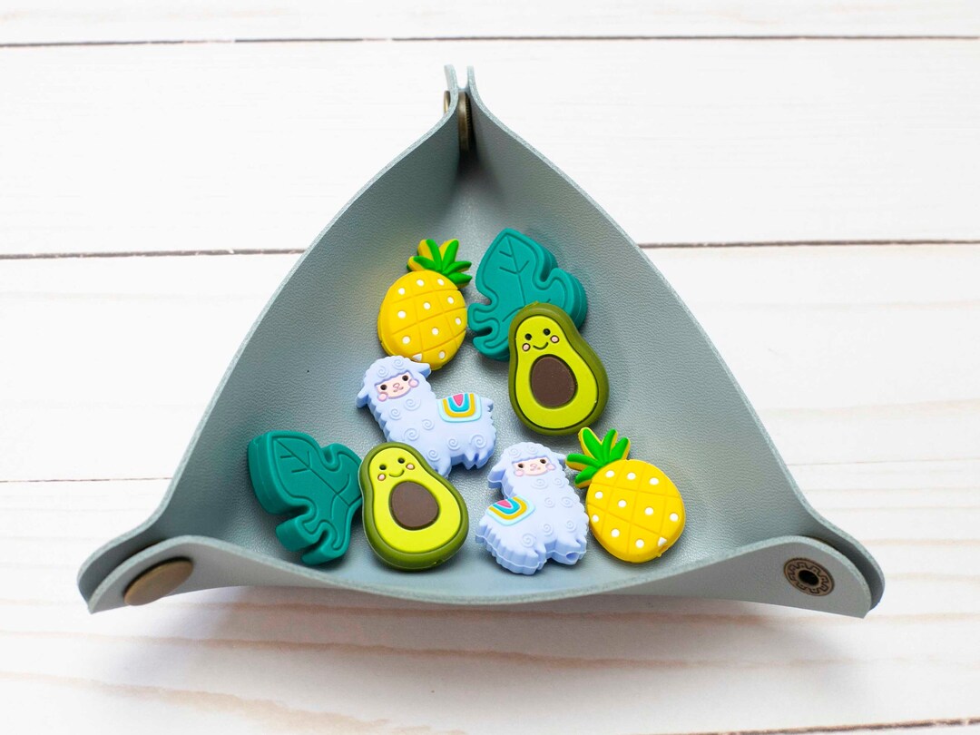 Blue Triangle Dish Bowl Faux Leather Tray Knitting Notions Holders ...