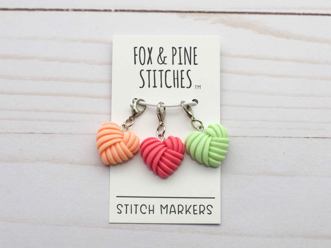 Heart Knot Progress Keepers Set of 3 Pastel Knitting Crochet Notions ...