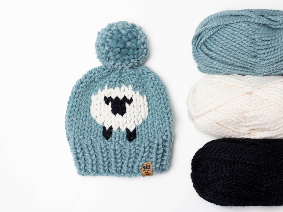 Sheep Hat Knitting Pattern Chunky Knit Pompom Winter Toque Animal Thick ...