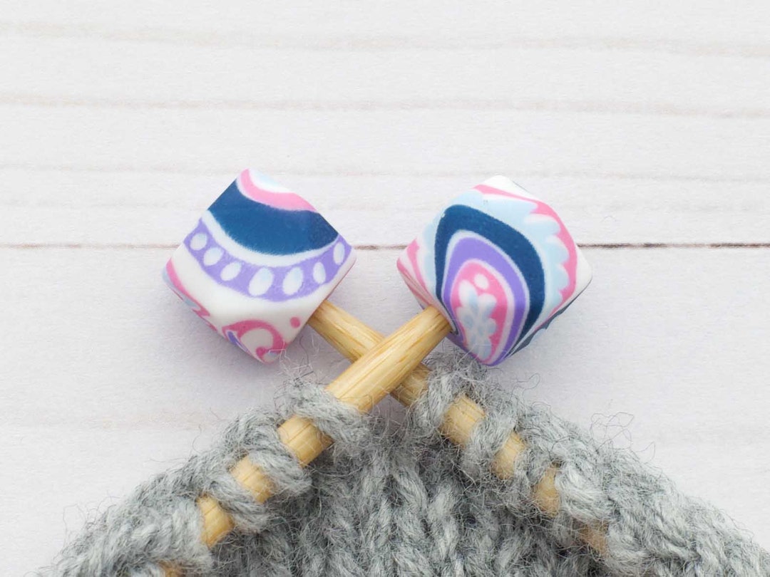 Stitch Stoppers Hexagon Pastel Swirls Knitting Needle Holders Notions ...
