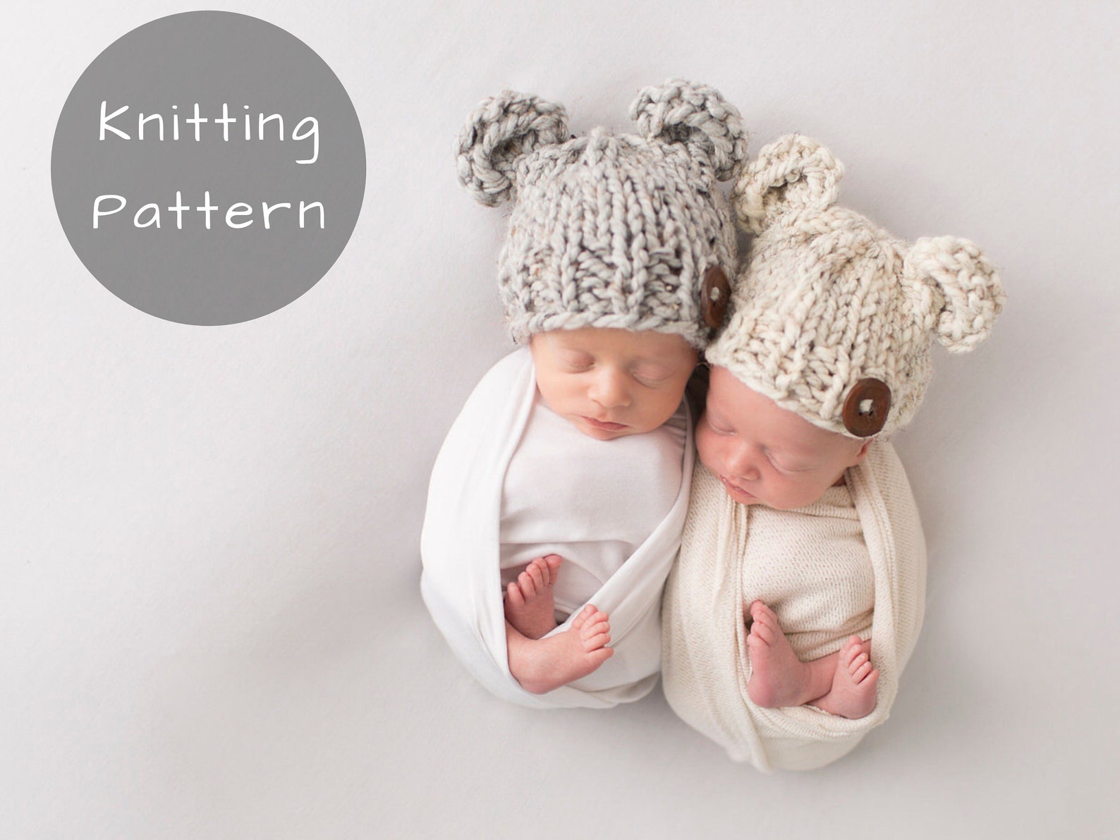 Knitting Pattern Bear Ears Hat Chunky Animal Winter Toque Thick Warm ...